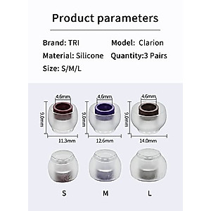 H HIFIHEAR TRI Clarion 6 PCS S-M-L 3 Sizes Replacement Ear Tips Earbuds Eartips Ear Cap Ear Bud Tip Compatible with Most Earbuds in-Ear Headphones (S-M-L)