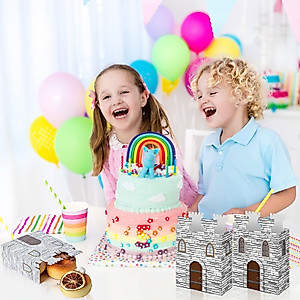 12 Pcs Castle Favor Boxes Medieval Party Decoration Cardboard Castles Knight Princess Party Supplies DIY Candy Treat Box for Dragon Birthday Party Baby Shower Table Decorations