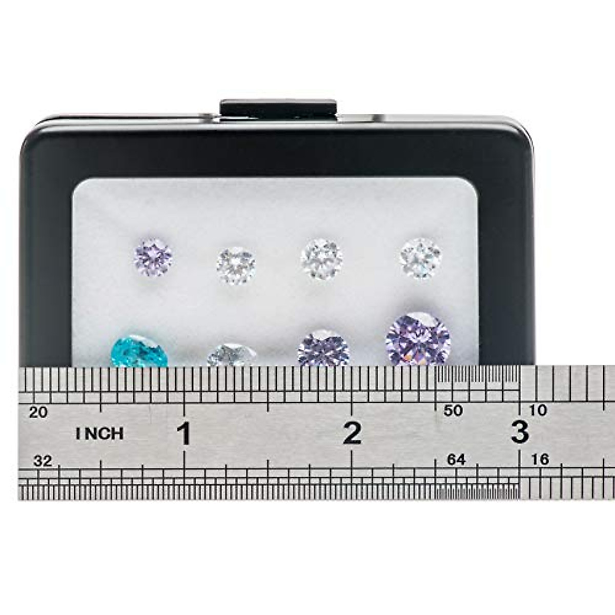 Glass Top Loose Diamond or Gemstone Display Box Case Holder Show Container Metal (Black Large Rectangle)