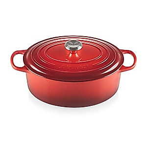 Le Creuset Enameled Dutch Oven Cast Iron Signature Oval Casserole, 31cm, 6.75 Qt, Cerise