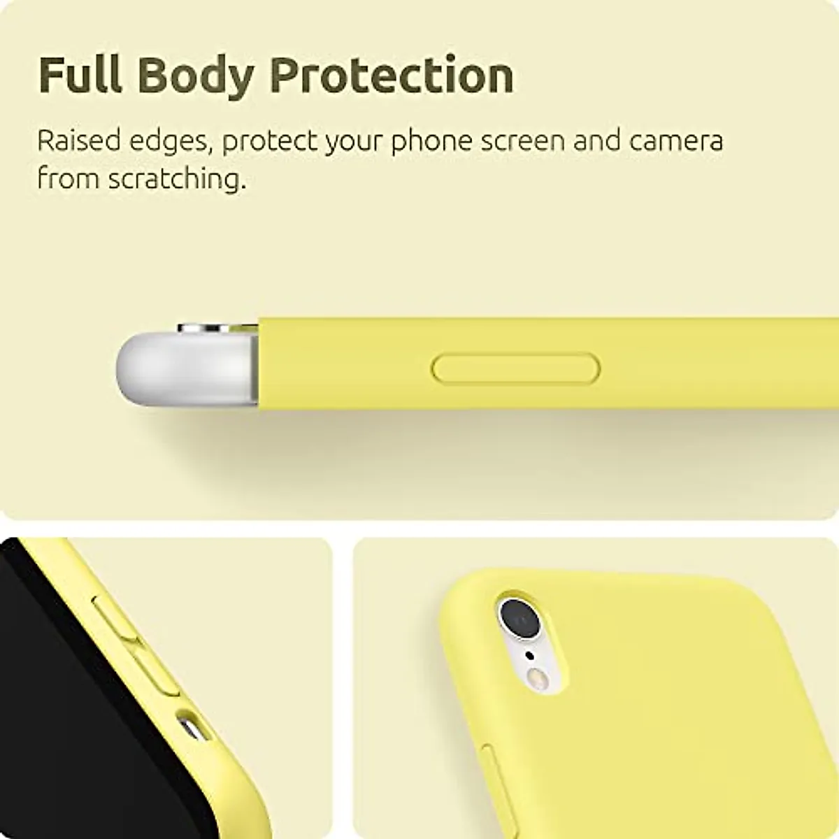 SURPHY Silicone Case Compatible with iPhone XR Case, Soft Liquid Silicone Shockproof Phone Case (with Microfiber Lining) Compatible with iPhone XR (2018) 6.1 inches (Yellow)