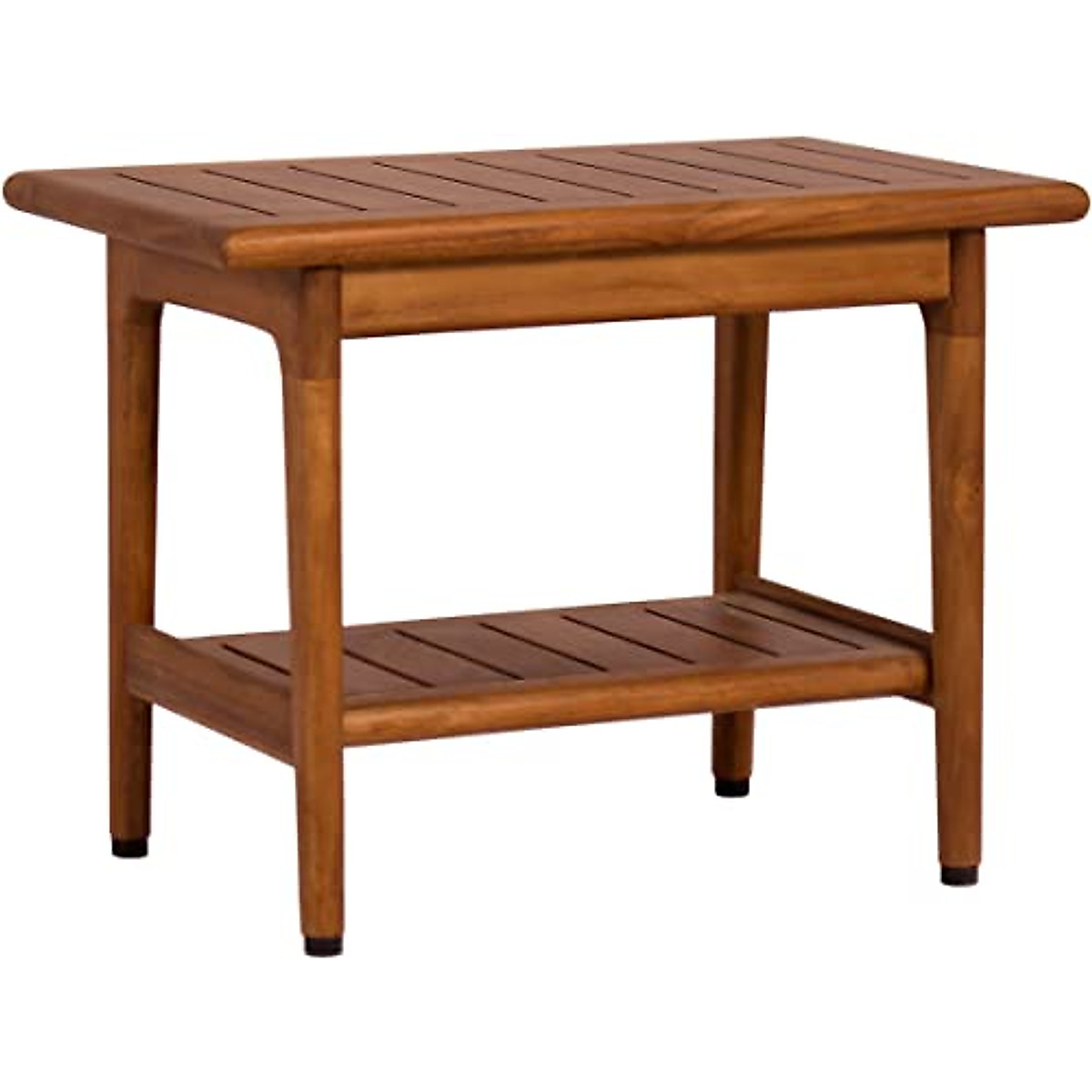 24" Maluku-Bjon Slatted Teak Shower Bench w/Shelf