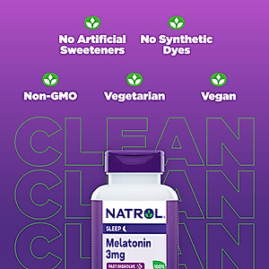 Natrol Melatonin 3mg, Strawberry-Flavored Dietary Supplement for Restful Sleep, 200 Fast-Dissolve Tablets, 200 Day Supply