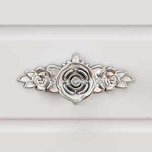 MOUMON Large Vanity Desk with Open Mirror and Lights, Makeup Desk with Drawers and Shelves, Rose-Shaped Crystal Handles, Cushion Stool not Included, White (43.3”W x 18.1”D x 54.1”H)