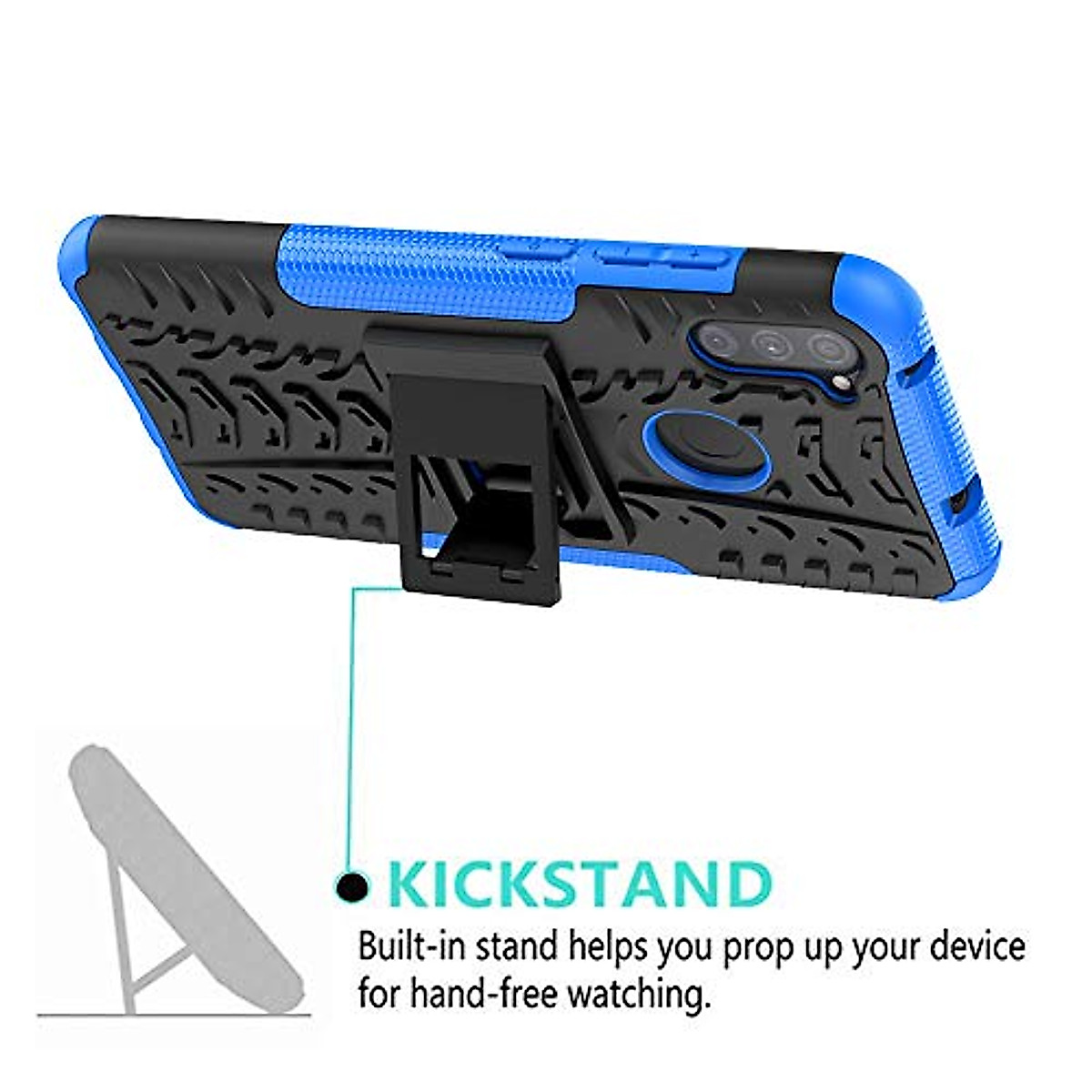 SKTGSLAMY Galaxy A11 Case,Samsung A11 Case,with HD Screen Protector, [Shockproof] Tough Rugged Dual Layer Protective Case Hybrid Kickstand Cover for Samsung Galaxy A11 (Blue)