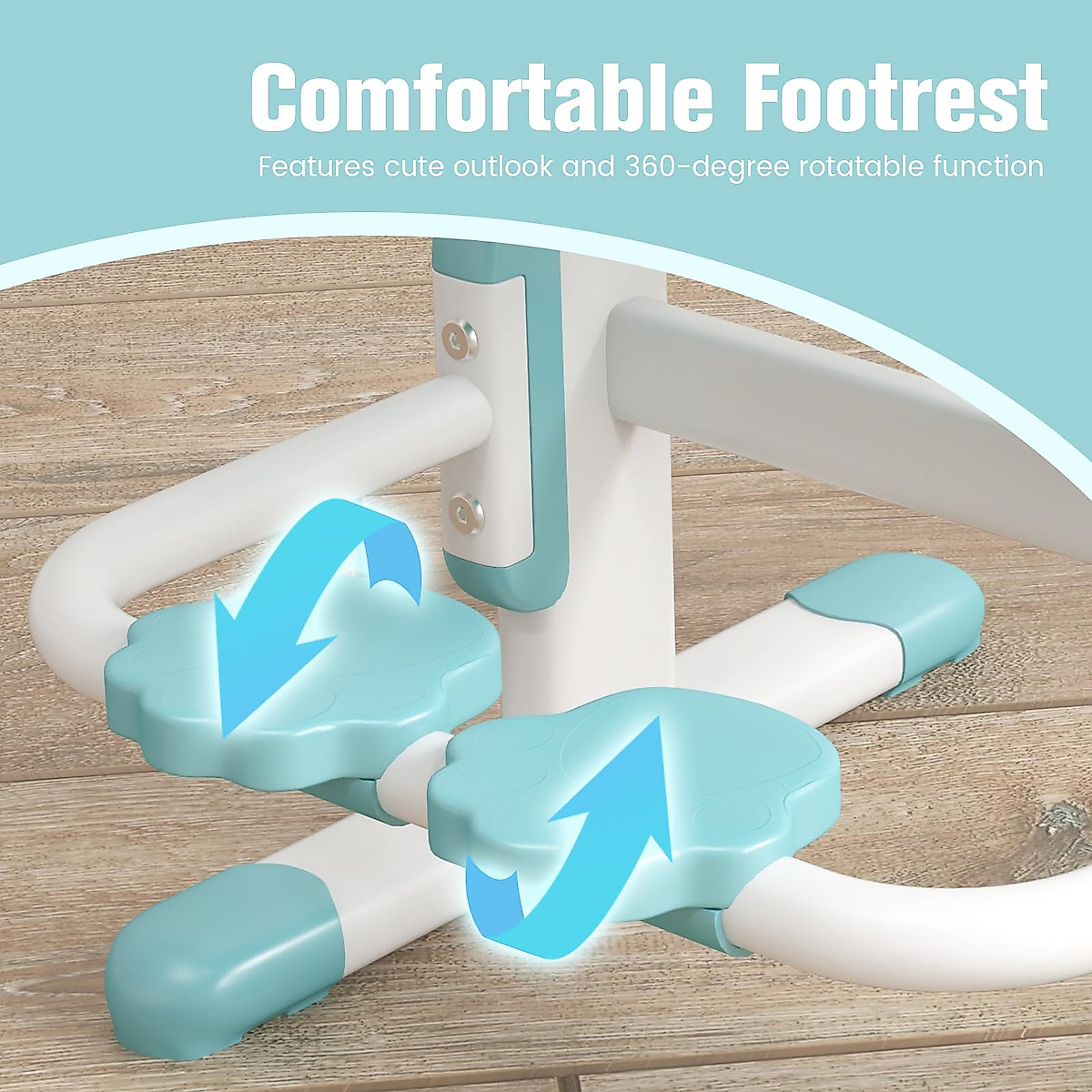 Costzon Kids Desk Chair, Height Adjustable Student Study Task Chair with Double Back Support, Rotatable Footrests, Mesh Ergonomic Office Chair, Kids Computer Chair for Boys Girls Bedroom School, Blue