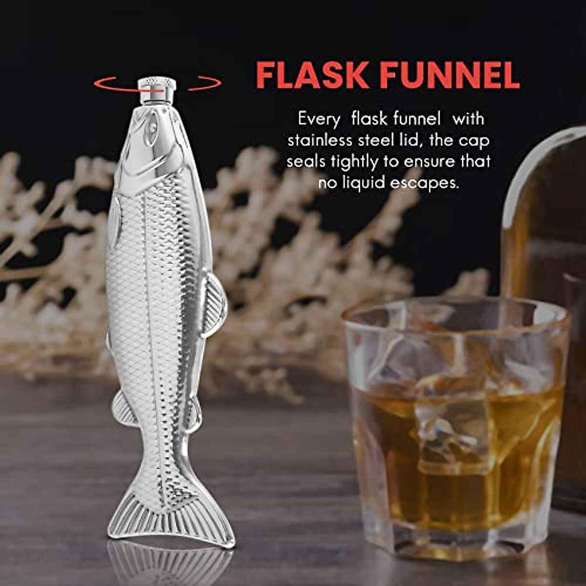 Bruafsir 1 Pcs Fish-Shape Hip Flask 5Oz Mini Pocket Flask Stainless Steel Party Drinkware for Outdoor
