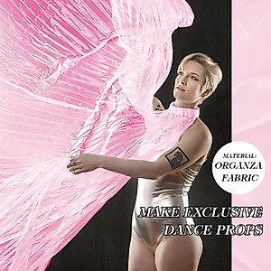 AHANDMAKER Sheer Iridescent Organza Fabric 59 Inch Wide 11 Yards Precut Silky Shiny Organza Fabrics for Shiny Photography Background, Wedding Dress, Fashion, Crafts, DIY Supplies - Pink