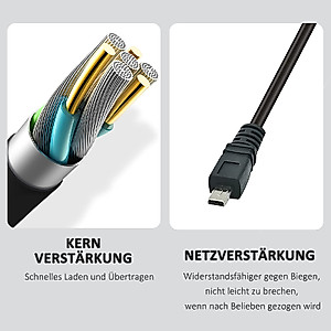 Adhiper Replacement USB Cable Camera Transfer Data Sync Charging Cord 8Pin Compatible with Sony Cybershot DSCH200 DSCH300 DSCW370 DSCW800 DSC-H200 DSC-H300 DSC-W370 DSC-W800 DSC-W830 (1m/Black)