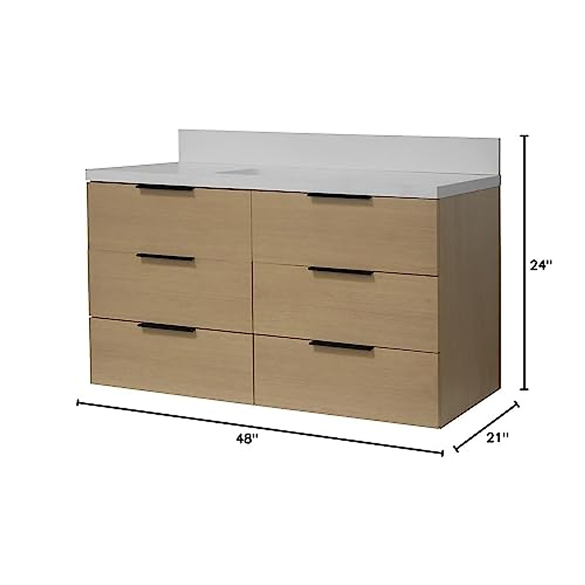 Kitchen Bath Collection Oslo 48-inch Floating Wall-Mounted Bathroom Vanity: Includes Blonde Wood Cabinet with Matte White Countertop and White Ceramic Sink