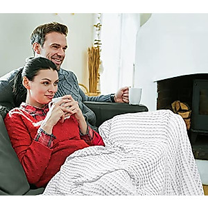 Utopia Bedding Cotton Waffle Blanket 300 GSM (White - 90x90 Inches) Soft Lightweight Breathable Bed Blanket Queen Size Layering Any Bed for All Season