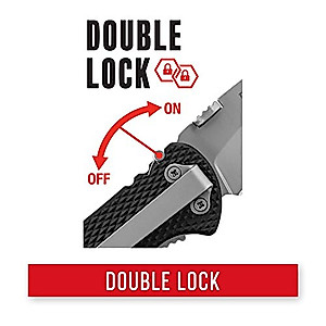 Coast - 21627 COAST DX300 Double Lock Folding Knife with 3" Hooked Stainless Steel Blade,Black