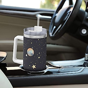 HULIBIN Galaxy.. Print Double Deck Stainless Steel Travel Coffee Cup With Lid 40 Oz Ice Bully Cup