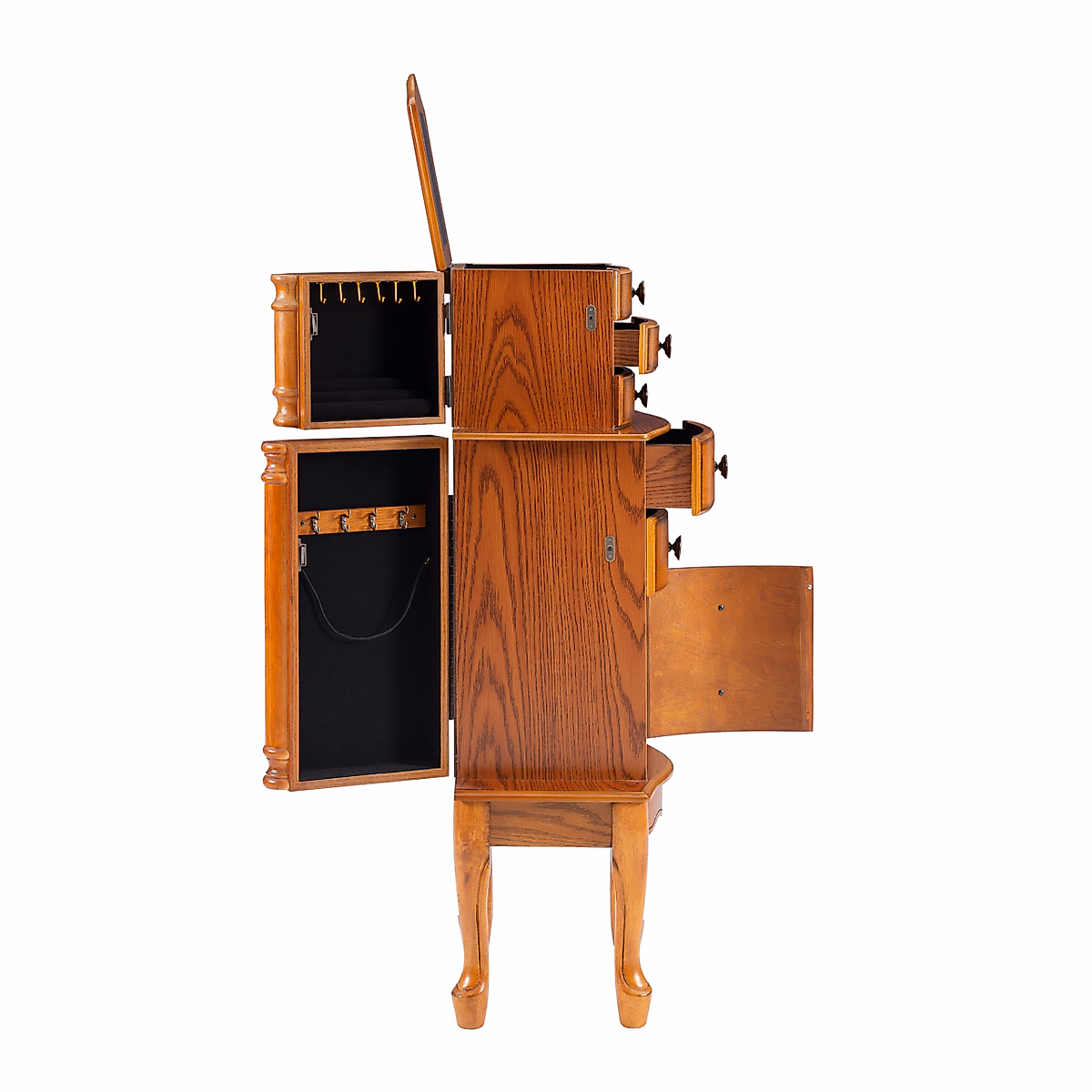 Powell Furniture Powell Jewelry Armoire, Distressed Woodland Oak Black Lining