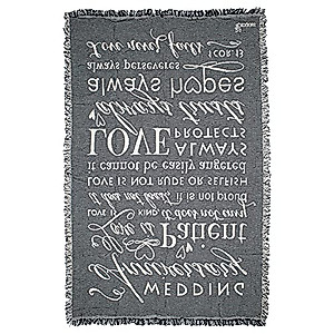 Dicksons Wedding Anniversary 1 Corinthians 13 White 48 x 68 All Cotton Tapestry Throw Blanket