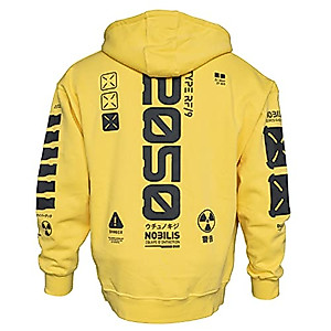 Fabric of the Universe Techwear Graphic Cyberpunk Streetwear Fashion Hoodie (Yellow Y-2050, Medium, m)