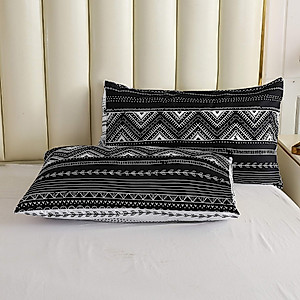LAMEJOR Duvet Cover Set Queen Size Simplicity Black and White Striped Pattern Reversible Luxury Soft Bedding Set Comforter Cover (1 Duvet Cover+2 Pillowcases)