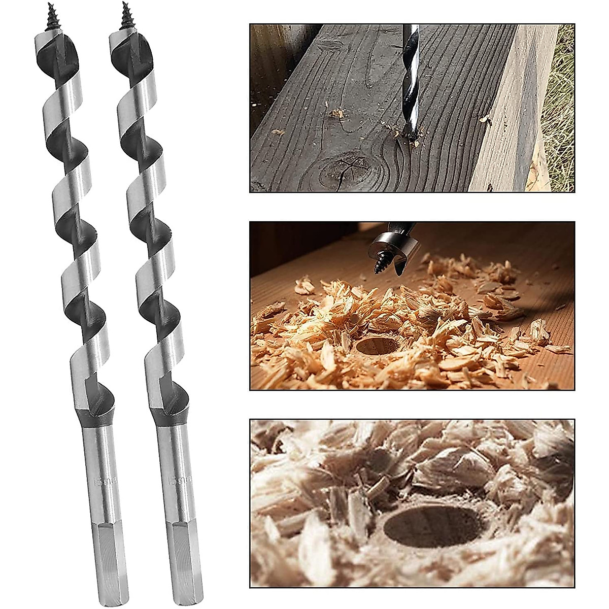 Auniwaig Auger Drill Bit Wood Hex Shank 14mm Cutting Dia High Carbon Steel for Electric Bench Drill Woodworkingpentry