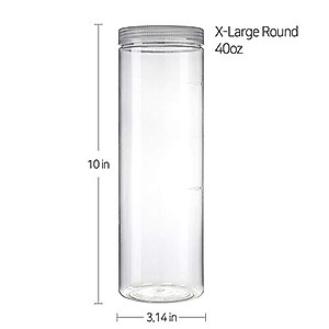 Silicook Clear Plastic Jar, Set of 3-40oz, Round Shaped, Transparent, Food Storage Container, Kitchen & Household Organization for Dry goods, Noodles, Spices and More