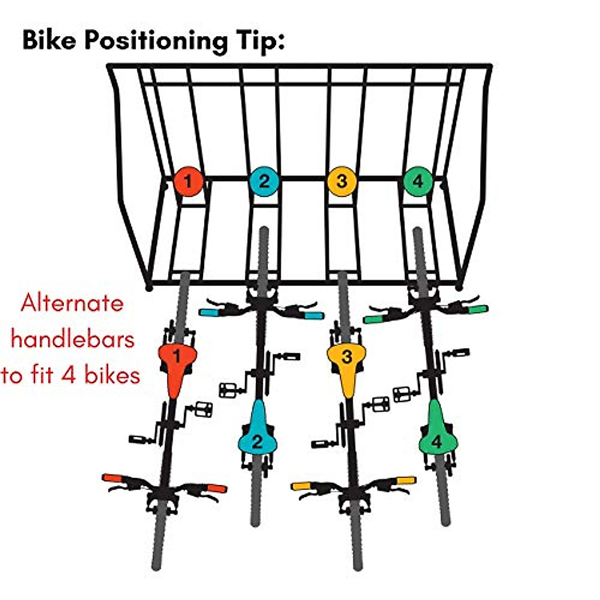 4 Bike Stand Rack with Storage – Great for Parking Road, Mountain, Hybrid or Kids Bikes – Garage Organizer - Helmet - Sports Storage Station - Black