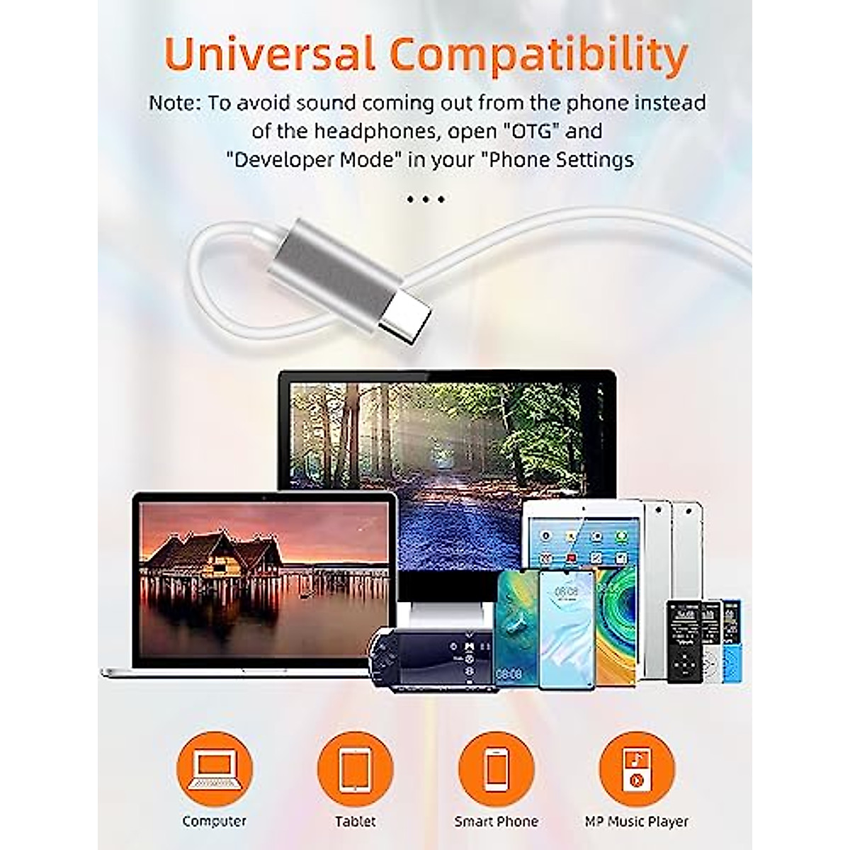 MAS CARNEY USB C Headphones TH6, Built-in Digital Chipset, Microphone, and Remote Control, Compatible with Samsung, Huawei, Oppo, VIVO, Honor, Google Pixel Smartphones, White