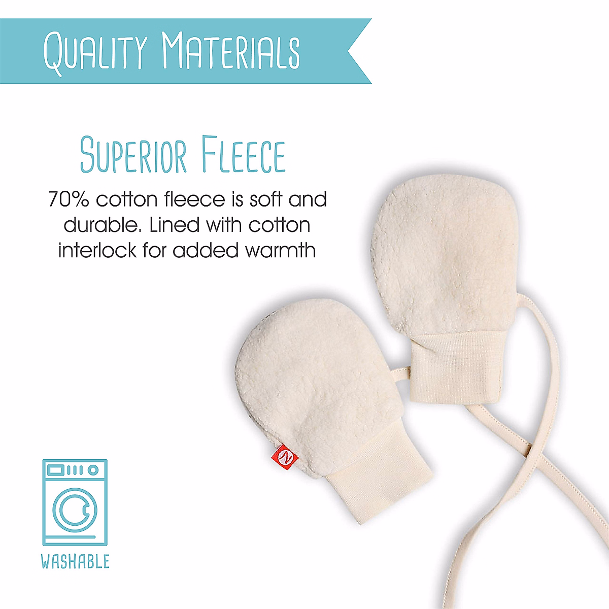Zutano Unisex Baby Cozie Lined Mitten, Cream, One Size