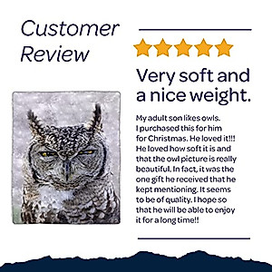 Bedford Home Sherpa Fleece Throw Owl Print Pattern, Lightweight Hypoallergenic Bed or Couch Soft Cozy Plush Blanket for Adults and Kids, Multicolor