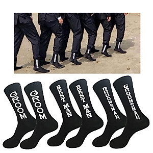 PAIXUN Groom Groomsmen Gifts For Men Him Wedding Proposal Novelty Funny Socks Bestman 100% Cotton Groomsmen Socks