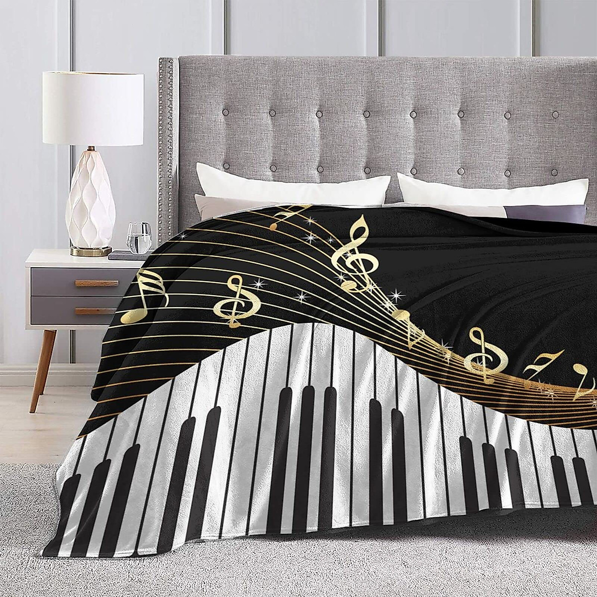 Music Throw Blanket Soft Cozy Plush Warm Fleece Blanket for Sofa Couch Bed 80"X60"