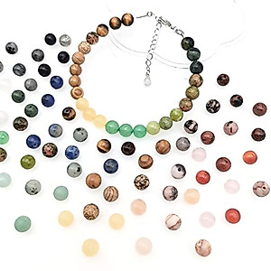 6mm Natural Round Stone Beads About 960pcs Genuine Real Healing Crystal Stones Beading Loose Gemstone DIY for Bracelet Jewelry Making Kit(24 Color J)