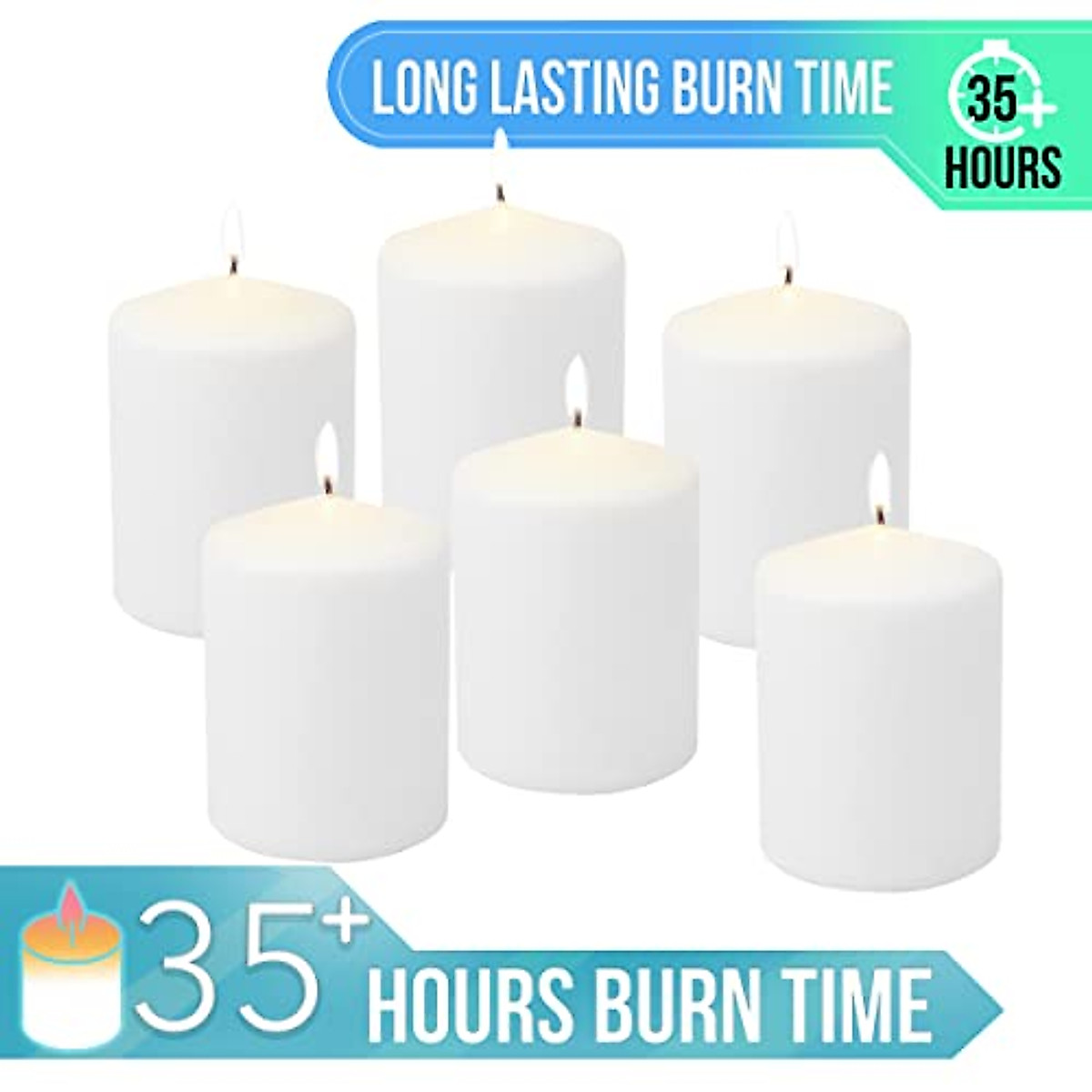 Stonebriar 35 Hour Long Burning Unscented Pillar Candles, 3x4, White