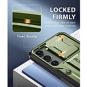 Tongate for Samsung Galaxy S23 Case with Sliding Camera Cover & Screen Protector, [10FT Military Drop Protection] Rugged Shockproof Phone Case for Galaxy S23 with Kickstand Case, Green