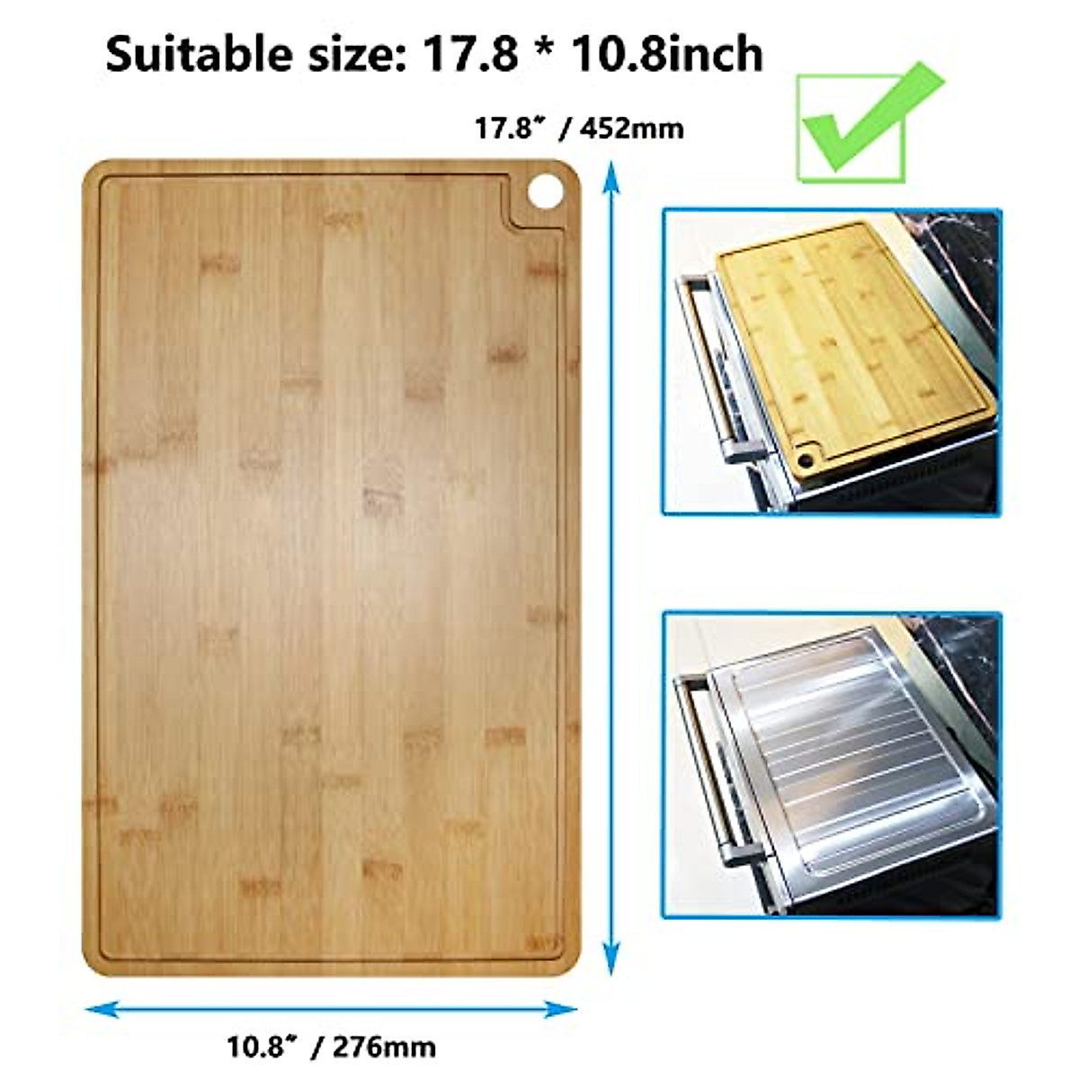 ANFU Cutting Boards Compatible with Breville BOV800XL/845BSS/860BSS, Butcher Block for Toaster Smart Oven Pro Air Fryer, Increates Storage space and Protects Cabinets (17.8x10.8 inch)