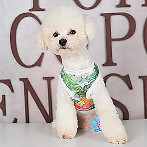 SMALLLEE_LUCKY_STORE Dog Hawaiian Shirt Pet Cat Summer Sleeveless T Shirt Quick Dry Cool Mesh Vest Boy Girl Small Dog Clothes,Pineapple Print,Size M