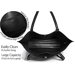 Minimalist Clean Cut Pebbled Faux Leather Tote Womens Shoulder Handbag (Black)