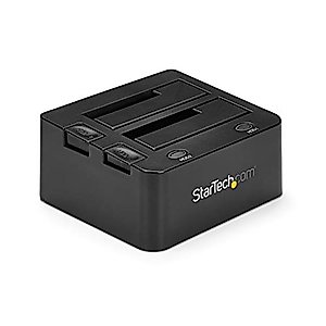 StarTech.com Dual-Bay USB 3.0 To SATA Hard Drive Docking Station, USB Hard Drive Dock, External 2.5/3.5" SATA I/II/III, SSD/HDD Docking Station, Hot-Swap Hard Drive Bay, Top-Loading (SDOCK2U33),Black