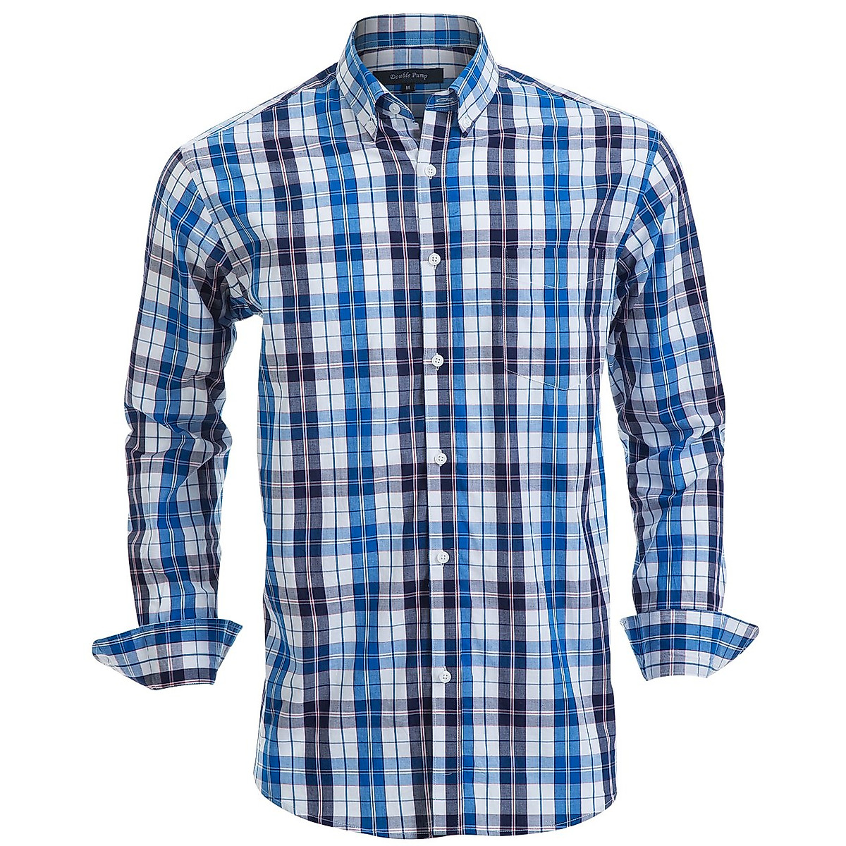Double Pump Mens Button Down Shirts Cotton Long Sleeve Shirts Regular Fit (SL01A,M)