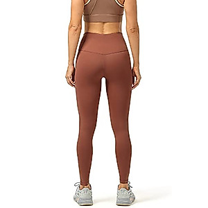 icyzone Legging for Women, No Front Seam, Buttery Soft, 7/8 High Waisted Squat Proof Yoga Pants for Workout (Copper Brown, Medium)