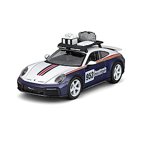 BBURAGO - 1/24 Racing - 2023 Porsche 911 Dakar - New 2024: Metal Racing Vehicle - Interior Details - Opening Doors and Hood - Scale 1/24., B18-28029