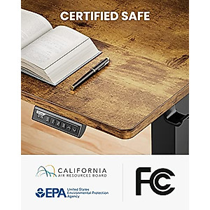 ErGear Electric Standing Desk with Double Drawers, 48x24 Inches Adjustable Height Sit Stand Up Desk, Home Office Desk Computer Workstation with Storage Shelf, Vintage Brown