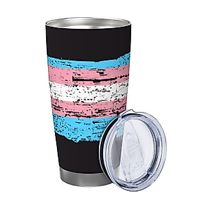 Uniwneds Transgender Pride Flag Stainless Steel Tumbler Mugs With Lid And Straw 20 Oz Insulated Travel Coffee Mugs Cap Bottle Gifts For Women Men