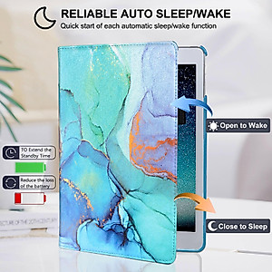 Rouceyxin New iPad 9.7 2018 2017 / iPad Air 2 Case - 360 Degree Rotating Stand Protective Cover with Auto Sleep Wake for iPad 9.7 inch (6th Gen, 5th Gen) / iPad Air 2/ iPad Air (Green Marble)