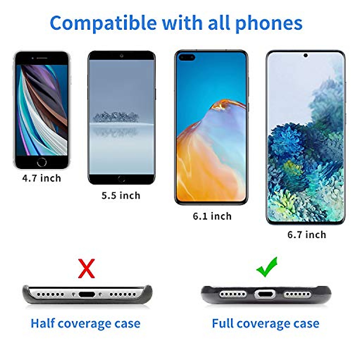 OUTXE Phone Lanyard Tether with 4 Patch- 2× Phone Tether, 4× Phone Patch with Adhesive, Compatible with Smartphone- Silver