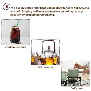 50pcs No Mess Cold Brew Bags, 6x10 inch Disposable Coffee Filter Bag Fine Mesh Brewing Drawstring Pouches for Iced Coffee Hot Tea Herb Spice