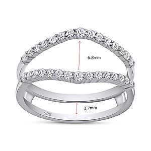 SAVEARTH DIAMONDS 2/5 ct t.w Round Cut Lab Created Moissanite Diamond Curved Ring Guard Enhancer In 14K White Gold Over Sterling Silver For Womens (D Color, VVS1 Clarity 0.40 Cttw)-6
