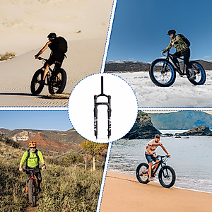 ZTZ 26 * 4.0 inch Fat Tire MTB Air Suspension Fork - Ultralight Rebound Adjustment Front Fork,120mm Travel, 135mm Spacing Hub，9mm QR，Crown Lockout， Ideal for Snow Beach XC Mountain Bikes