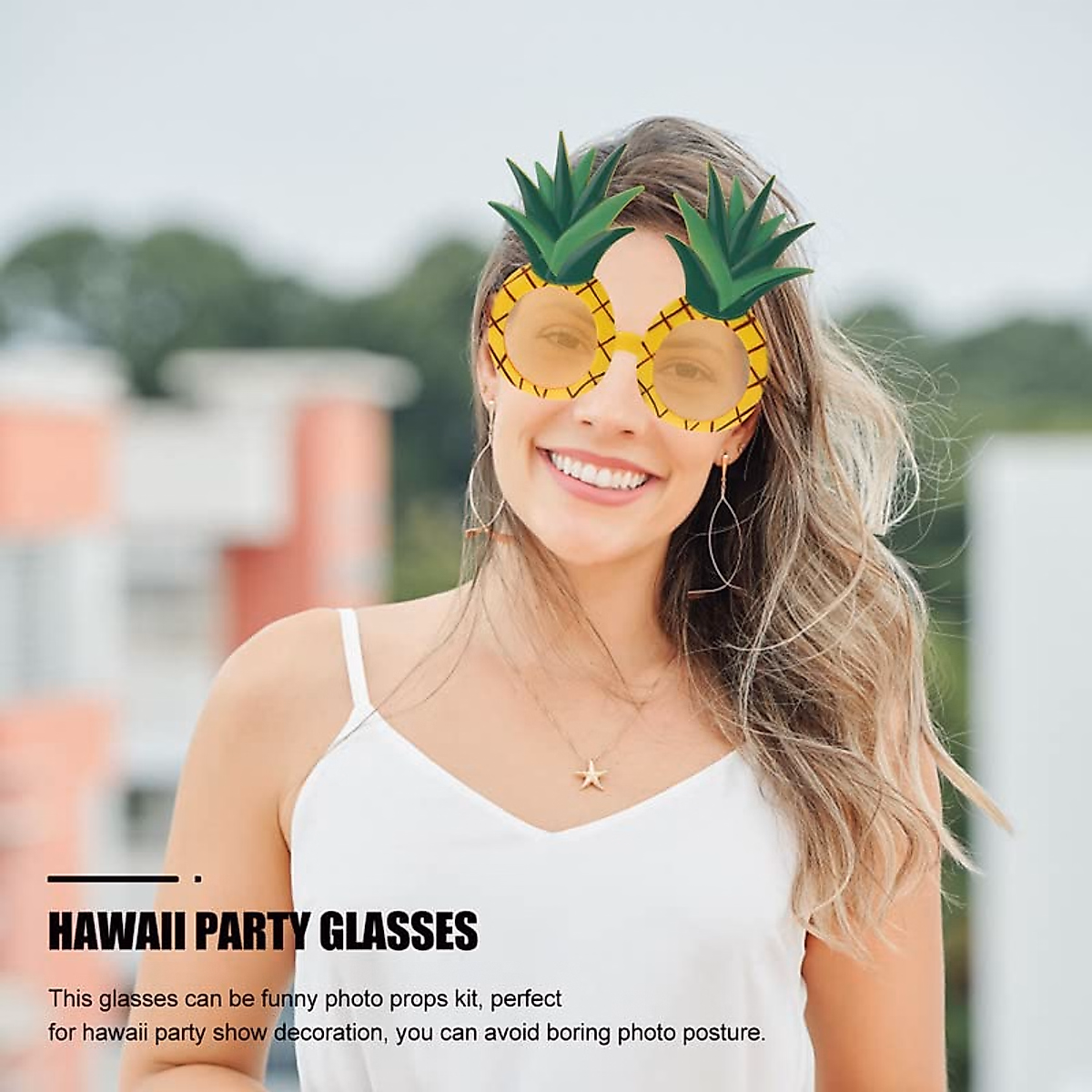 HIPIHOM 8Pcs Fruit Eyeglasses Luau Party Sunglasses Funny Sunglasses Dress Props for Hawaiian Beach Luau Theme Party Supplies