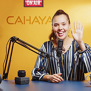 CAHAYA Microphone Arm Stand Boom Suspension Stand with 3/8" to 5/8" Screw Adapter, Mic Clip for Blue Yeti Nano Snowball Ice and Other Mics CY0262-1