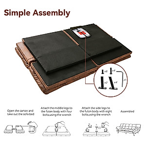 Hcore Convertible Sleeper, Memory Foam Futon Couch,Loveseat Bed,Small Splitback Modern Sofa Sofabed, Brown