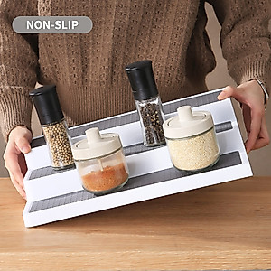 JMSWENJUAN Expandable 3-Tier Spice Rack,Step Shelf Kitchen Cabinet Organizer Spice Stack Display Shelf for Pantry Cabinet or Countertop